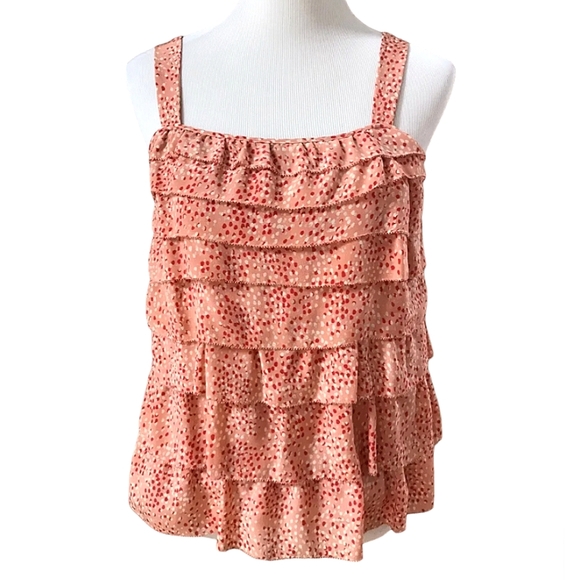 Halogen | Tops | Halogen Ruffle Pink Polka Dot Sleeveless 0 Silk Blouse ...